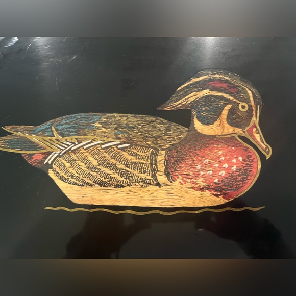 Couroc | Accents | Vintage Couroc Wood Inlay Black Laquer Mallard Duck ...